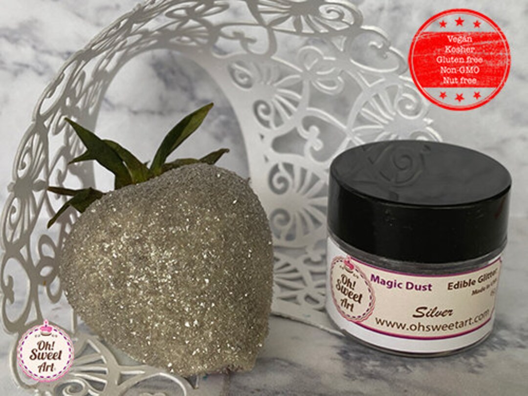 Edible Glitter Dust SILVER ( 6 Grams Container) Magic Dust , Kosher ...