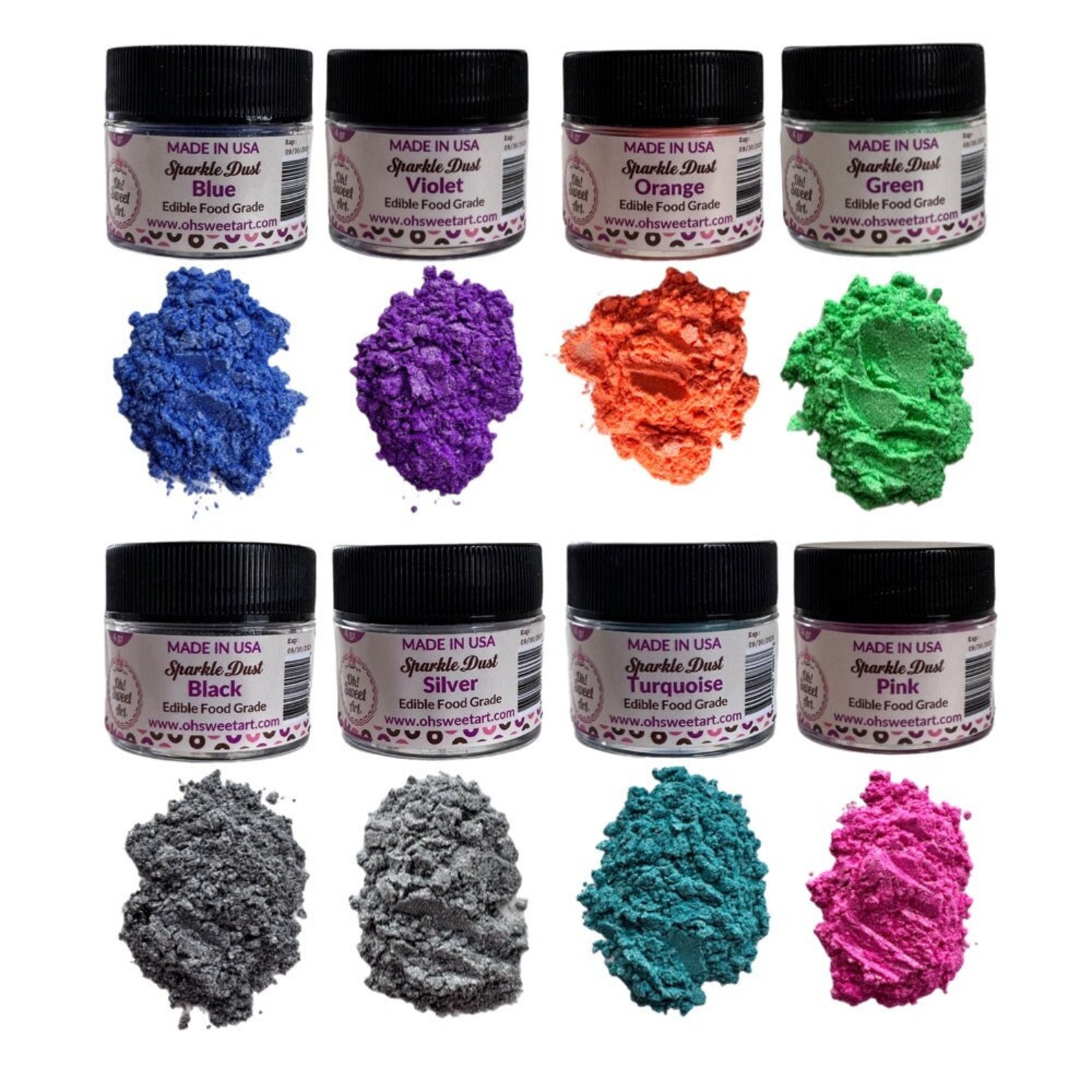 EDIBLE SPARKLE I Dust Set 8 Colors 4 Grams Each Container, by Oh Sweet ...