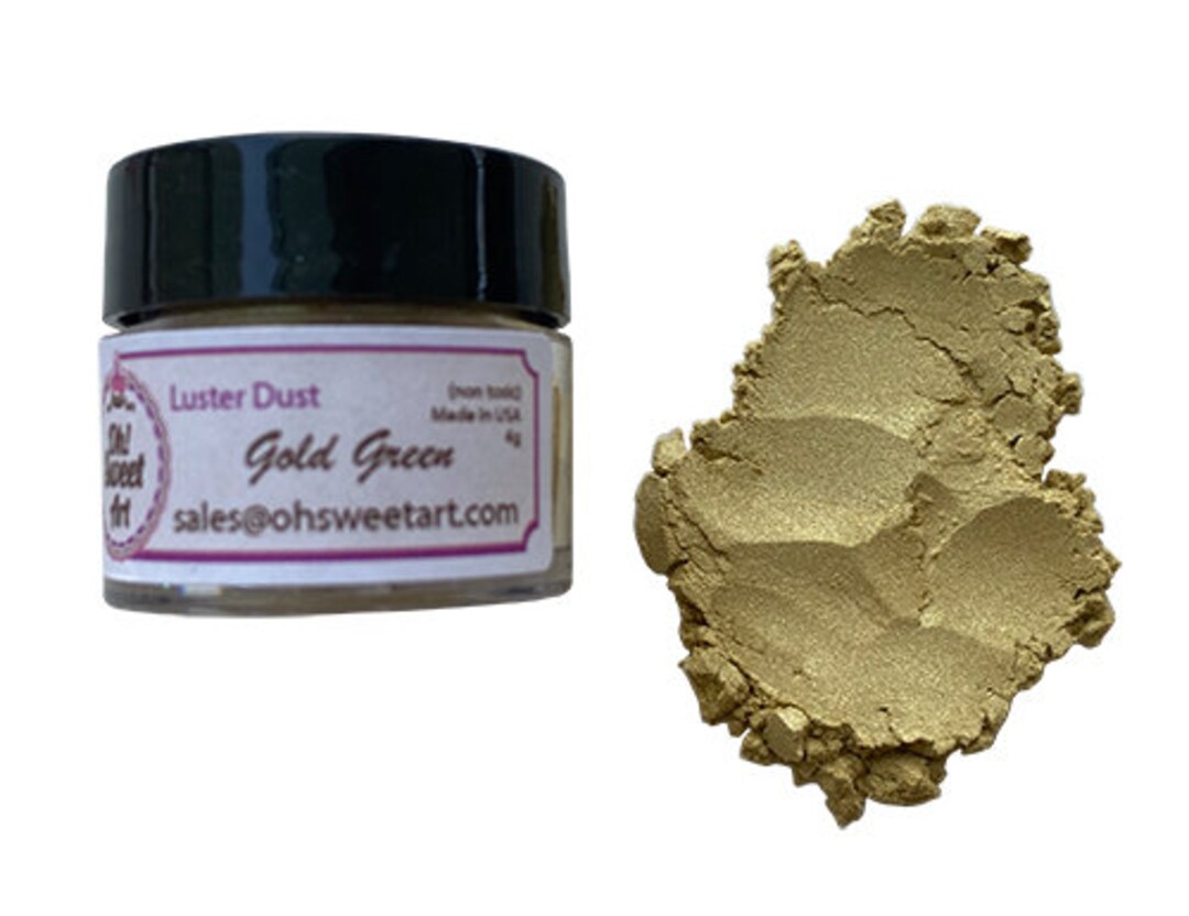 GOLD GREEN Luster Dust Food Fondant Color Cake Decorating Gum Paste 4g ...