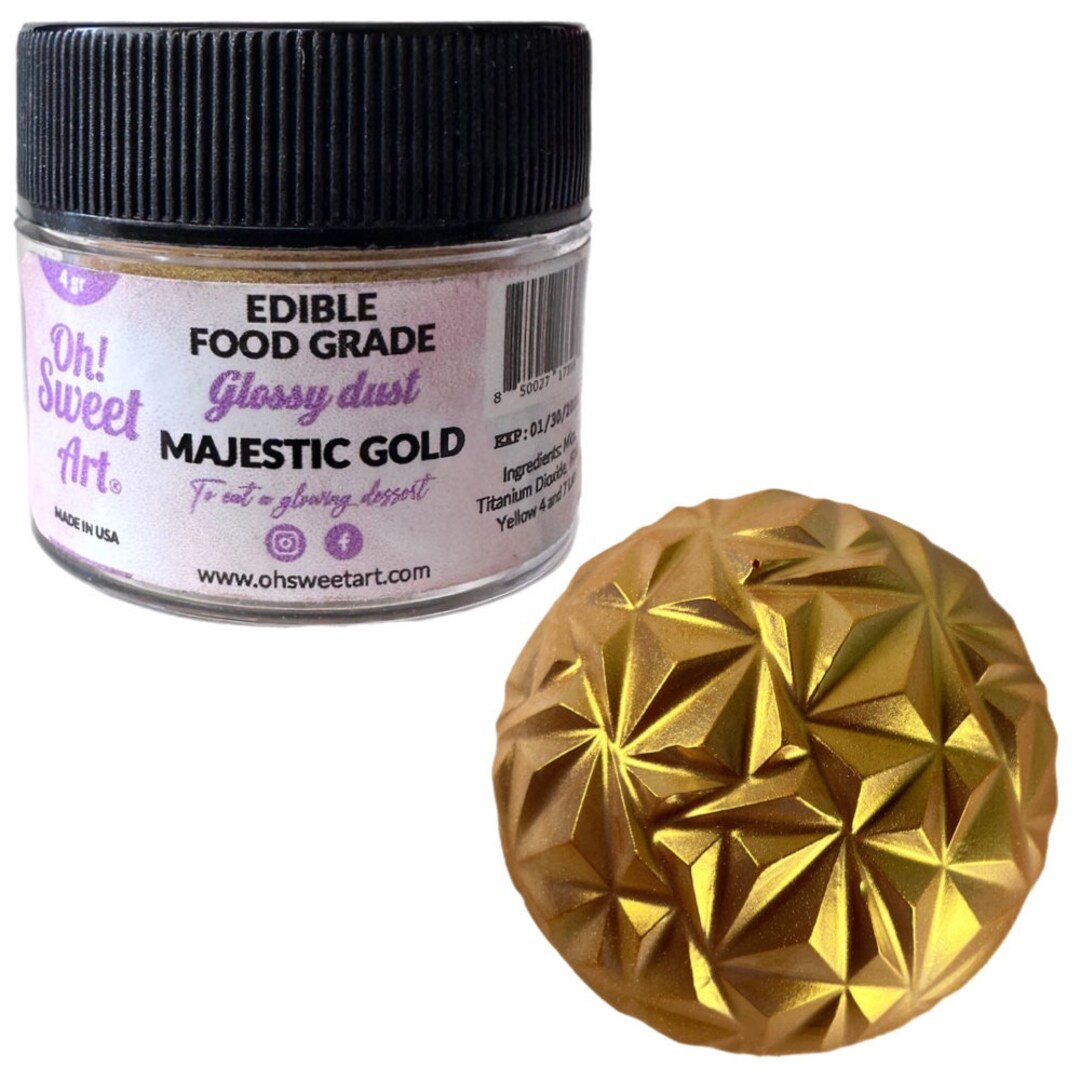 MAJESTIC GOLD, Glossy Dust | 4 Grams Jar | Food Grade | Pearlized ...