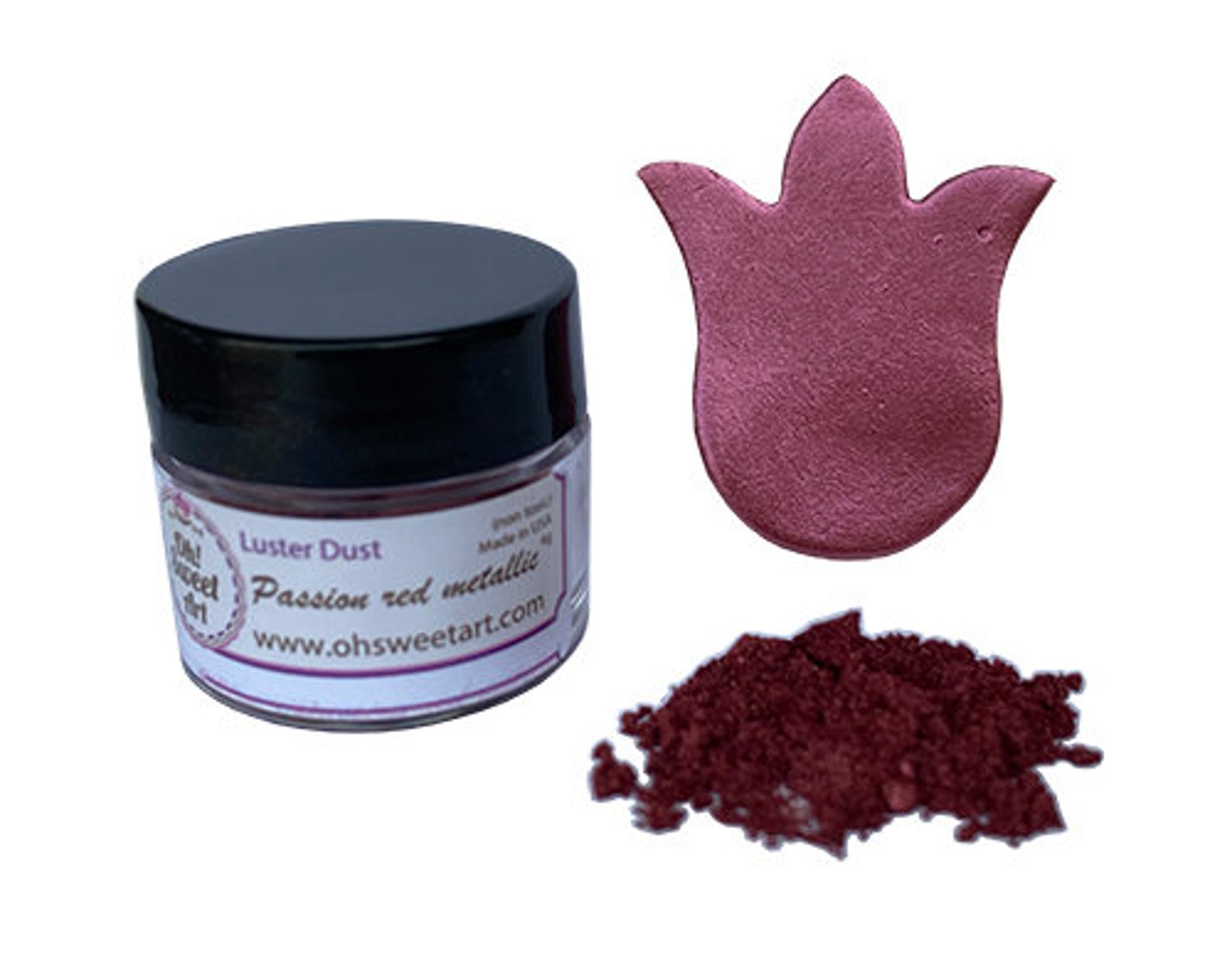 Passion Red Metallic Luster Dust Food Fondant Color Cake Decorating Gum ...