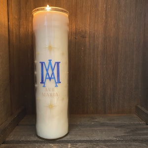 Mother Mary Prayer Candle, Ave Maria Candle, Unscented, Vegan, Soy ...