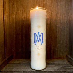Mother Mary Prayer Candle, Ave Maria Candle, Unscented, Vegan, Soy ...