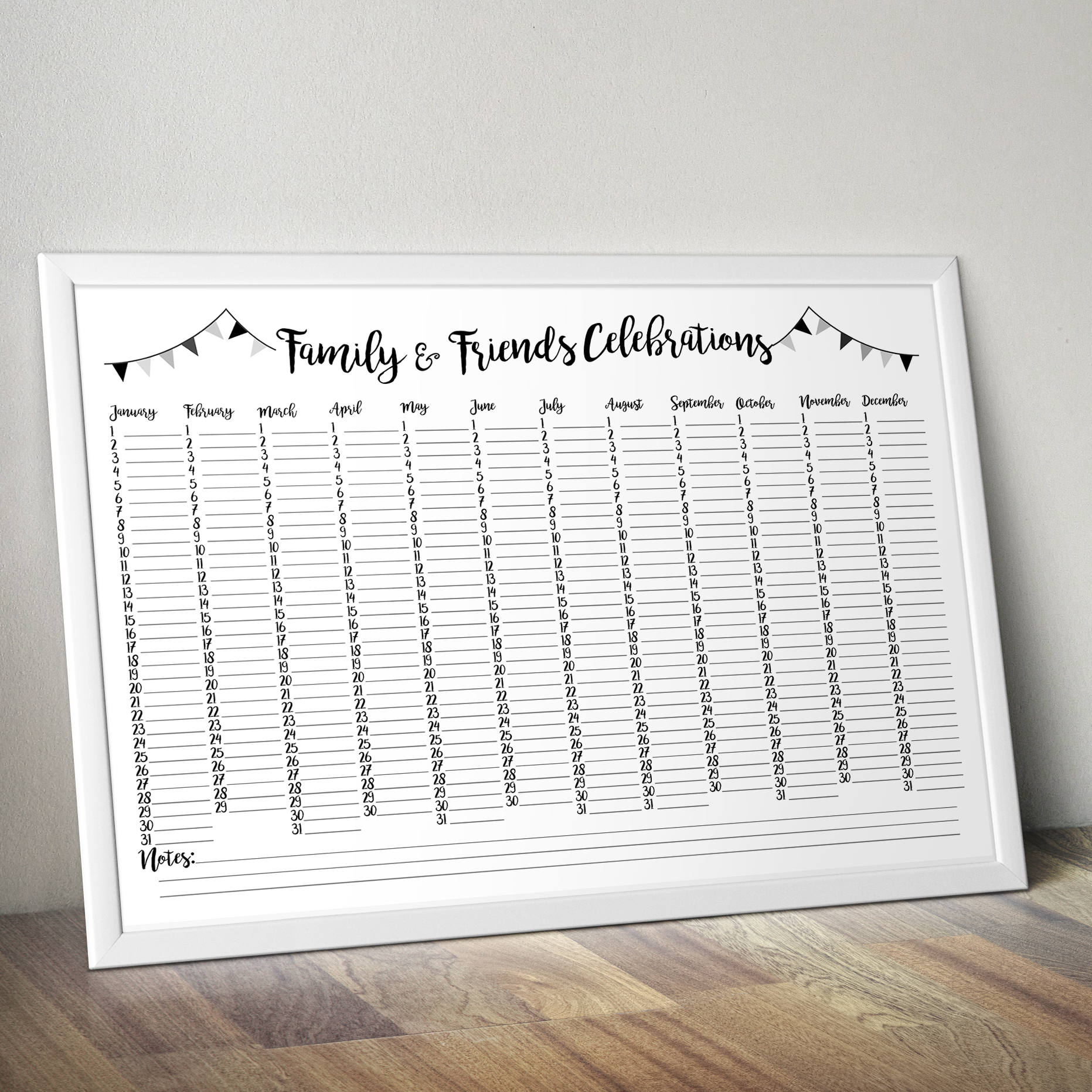 Set de 5 Calendario Perpetuo Imprimible Planificador de pared Familia ...