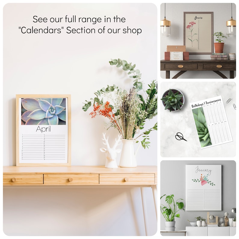 Set de 5 Calendario Perpetuo Imprimible Planificador de pared Familia ...