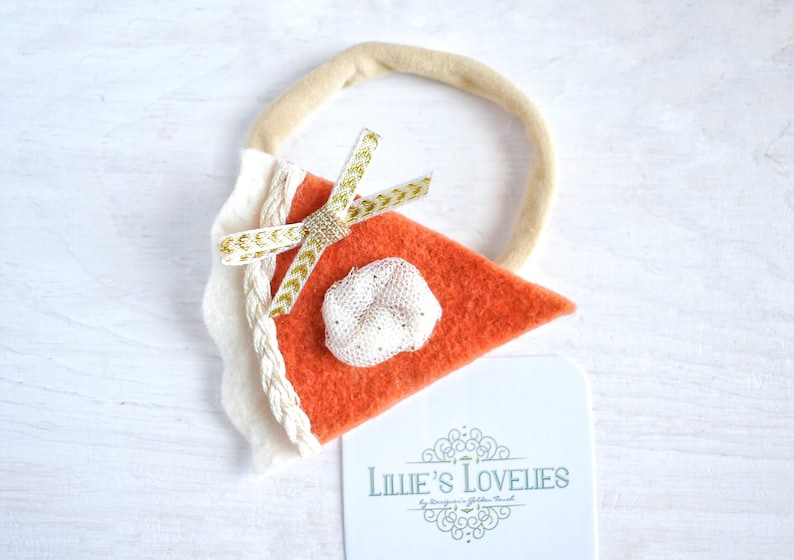 Fall Pumpkin Pie Headband or Clip, Baby Girl Thanksgiving Hair Bow ...