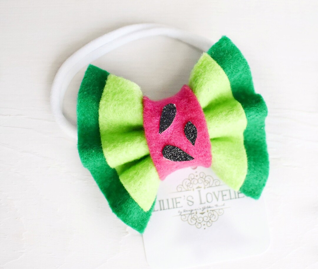One in a Melon Birthday Clip or Headband, Green Pink Watermelon Party ...