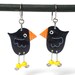 Funny Silly Earrings, Handpainted Enameled Stainless Steel Blackbird ...