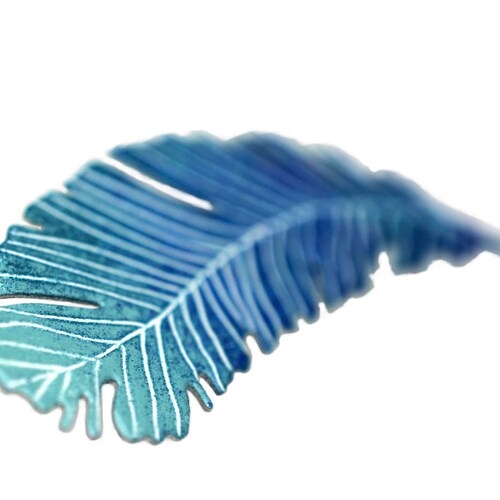 Blue Hand-painted Stainless Steel Feather Brooch Enamel Pin | Etsy