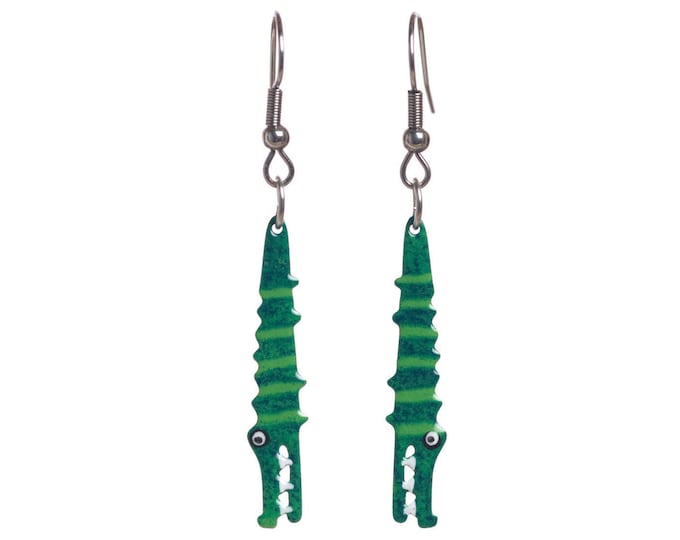 Hand Painted Enamel Crocodile Earrings, Aligator Earrings, Crocodile ...