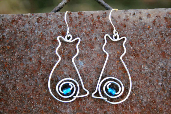 Original Wire Wrapped Dog Earrings for Dog Lovers, Wired Animals ...