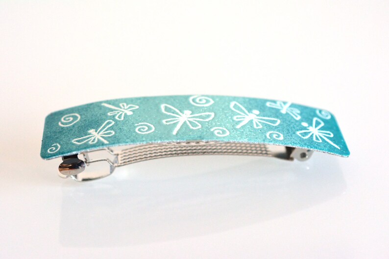 Hand Painted Dragonfly Hair Clip Light Blue Hair Clip With - Etsy