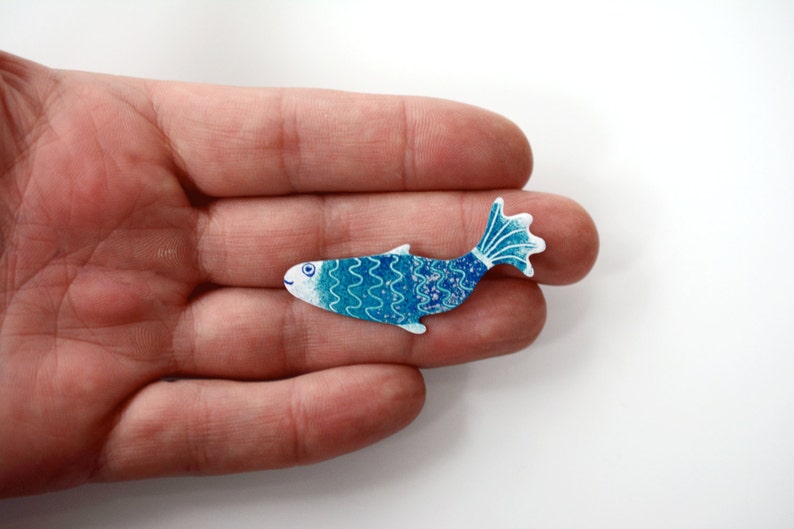 Blue Fish Brooch Fish Pin Fish Badge Enamel Pin Enamel - Etsy