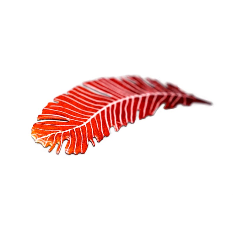 Red Feather Brooch Stainless Steel Enamel Pin Feather Pin - Etsy
