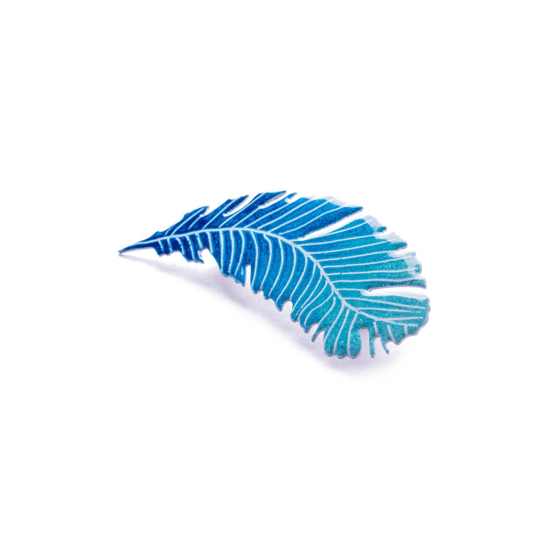 Blue Hand-painted Stainless Steel Feather Brooch, Enamel Pin, Enamel ...