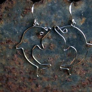 Cute Dolphin Earrings, Outline Earrings, Stainless Steel Wire, Dolphin ...