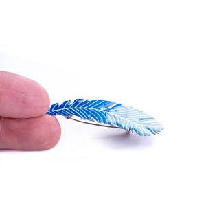 Blue Hand-painted Stainless Steel Feather Brooch, Enamel Pin, Enamel ...