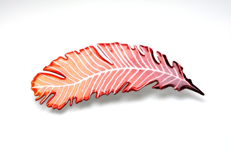 Red Feather Brooch Stainless Steel Enamel Pin Feather Pin - Etsy