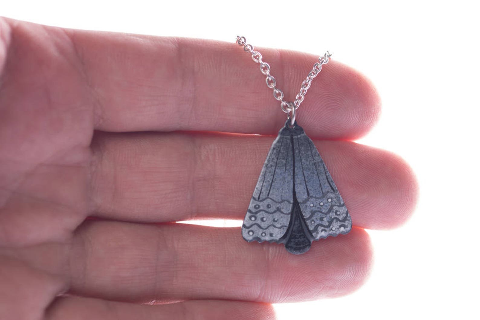 Hand Painted Moth Necklace Moth Pendant Enamel Necklace | Etsy