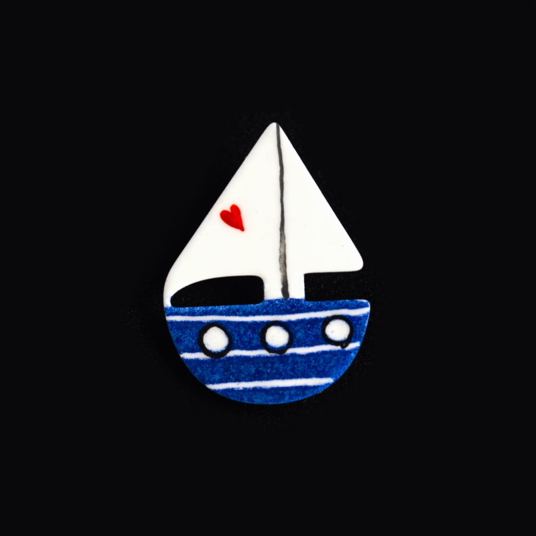 Navy Blue Boat Pin, Boat Badge, Boat Brooch, Ship Pin, Ship Badge, Ship ...