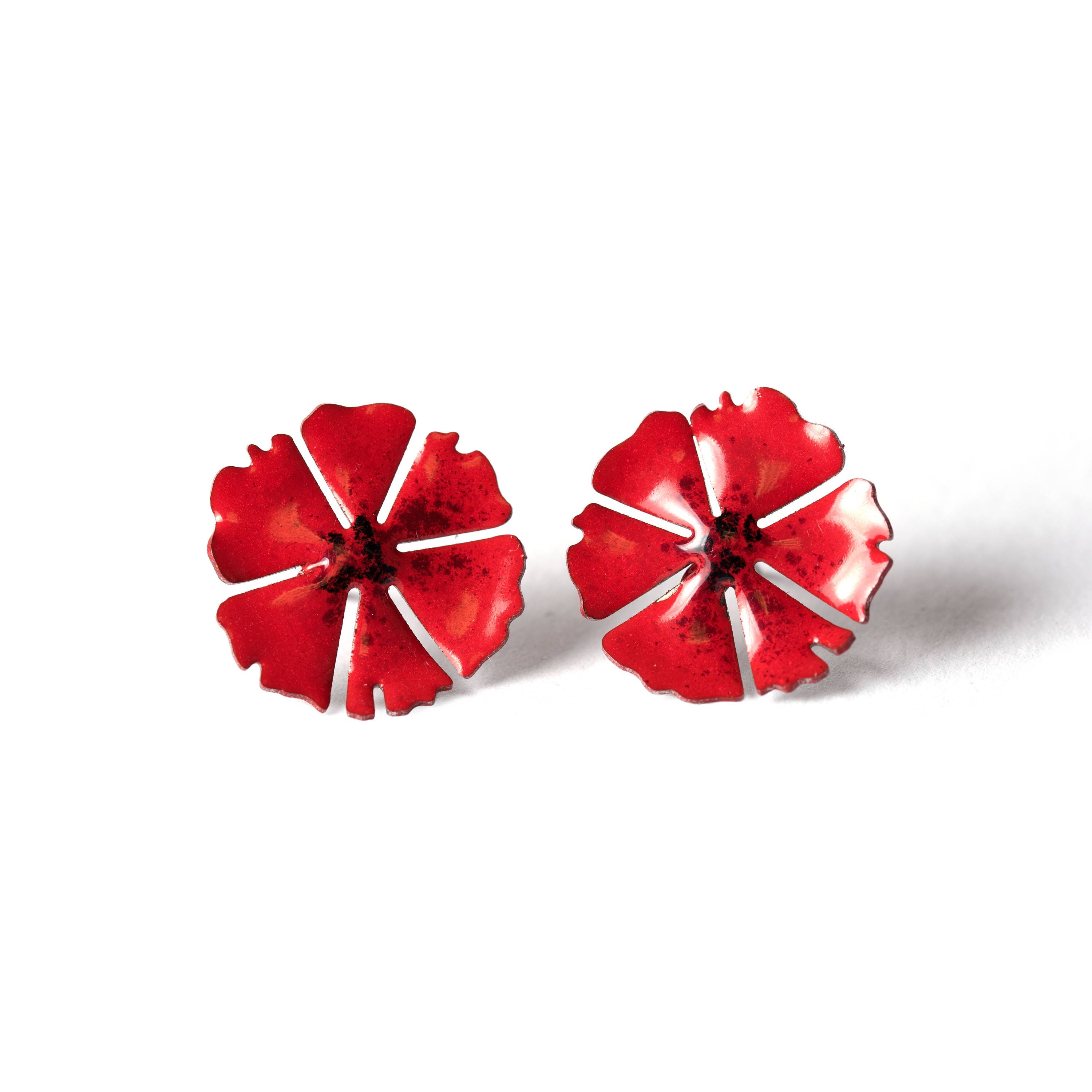 Poppy Earrings Enameled Stainless Steel Red Earrings Flower - Etsy