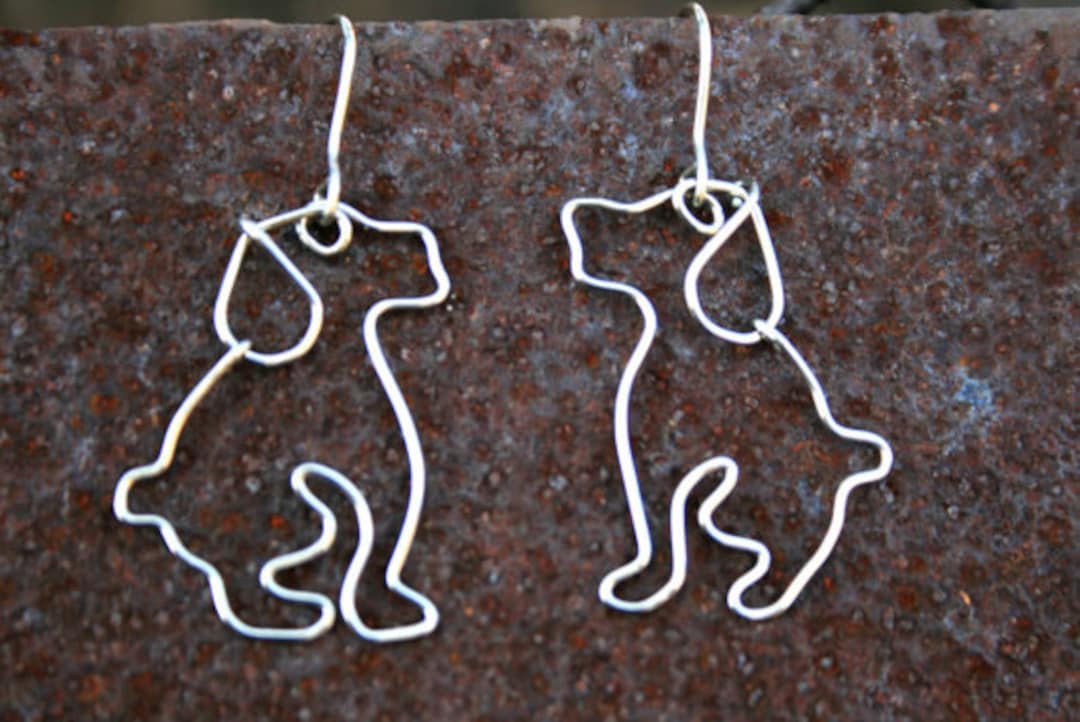 Original Wire Wrapped Dog Earrings for Dog Lovers, Wired Animals ...