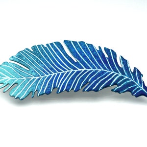Blue Hand-painted Stainless Steel Feather Brooch Enamel Pin - Etsy