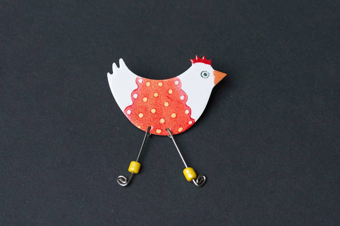 Animal Badge, Animal Jewelry, Quirky Chicken Brooch, Silly Jewelry, Odd ...