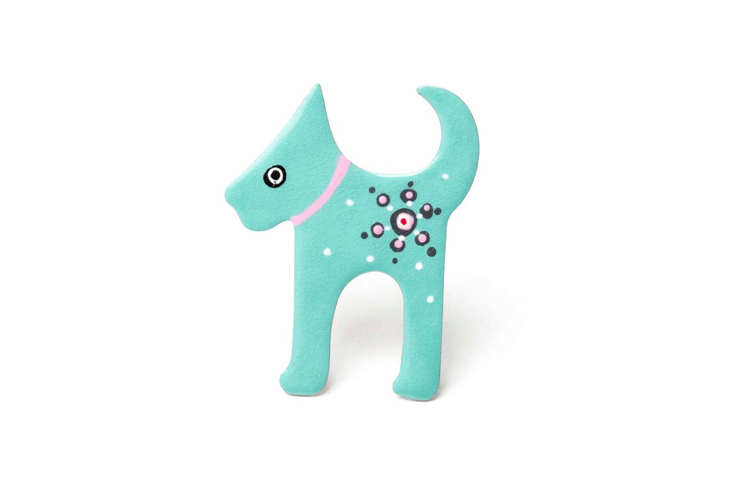 Hand Painted Dog Pin, Enamel Brooch, Animal Pin, Dog Badge, Costume ...