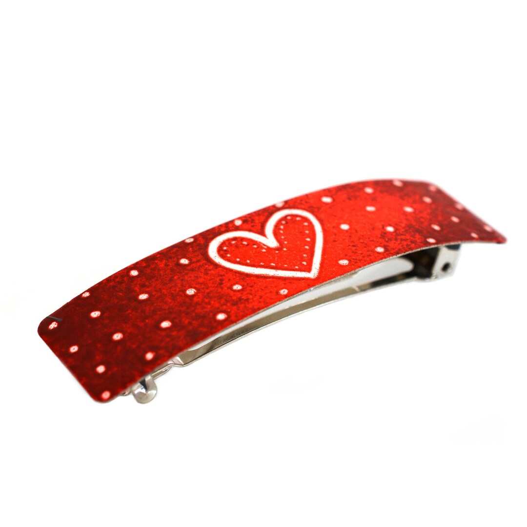 Heart French Barrette, Hair Clip Valentine Hairpiece Christmas Wedding ...