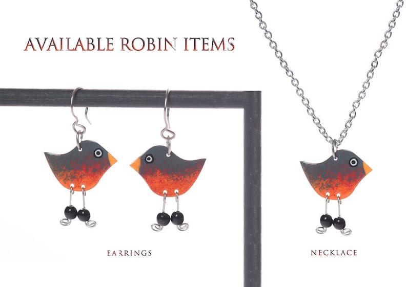 Hand-painted Robin Necklace Dangle Necklace Enameled - Etsy