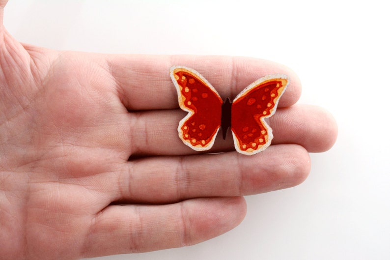 Red Butterfly Brooch Pin Enameled Metal Stainless Steel - Etsy
