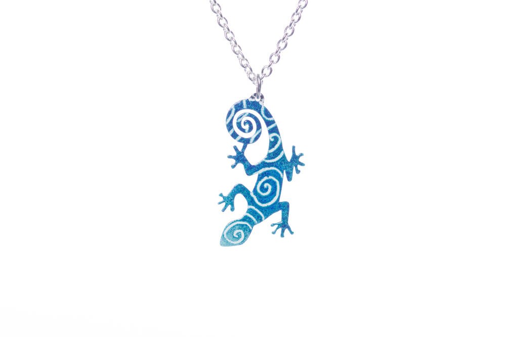 Hand Painted Gecko Necklace Animal Necklace Gecko Pendant | Etsy