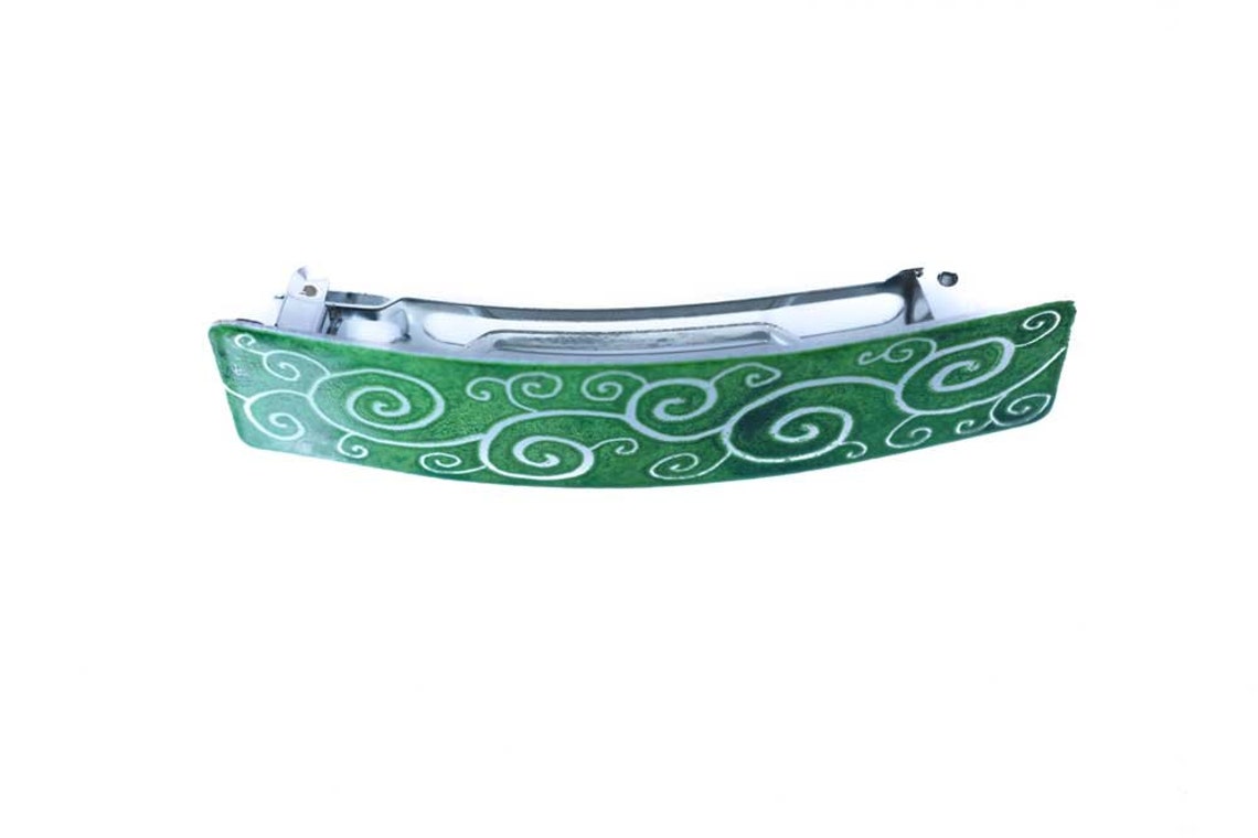 Hand Painted Stainless Steel Green Hair Clip With Spirals - Etsy