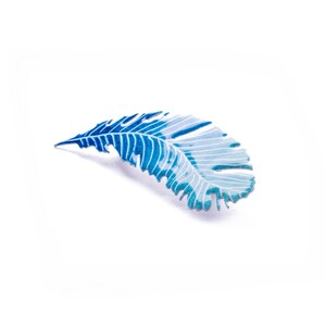Blue Hand-painted Stainless Steel Feather Brooch, Enamel Pin, Enamel ...