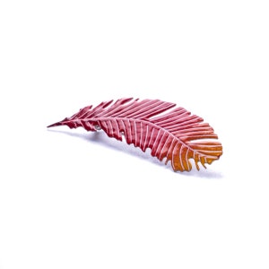 Red Feather Brooch, Stainless Steel, Enamel Pin, Feather Pin, Enamel ...
