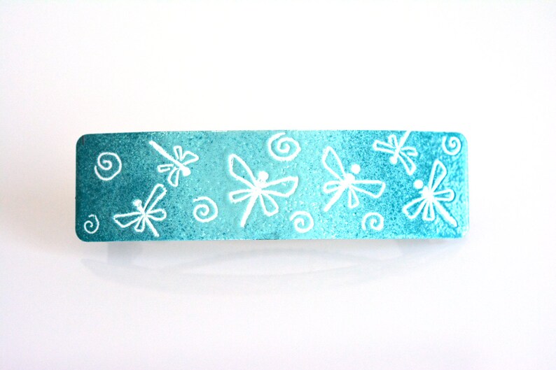 Hand Painted Dragonfly Hair Clip Light Blue Hair Clip With - Etsy