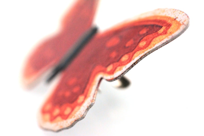 Red Butterfly Brooch Pin Enameled Metal Stainless Steel - Etsy