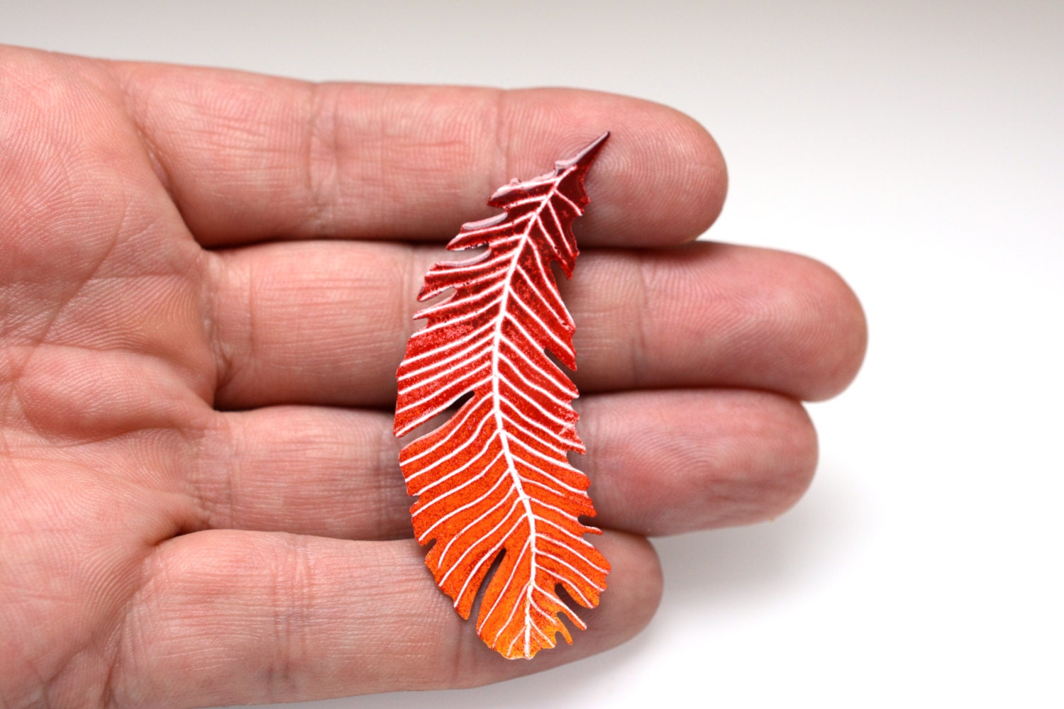 Red Feather Brooch Stainless Steel Enamel Pin Feather Pin | Etsy