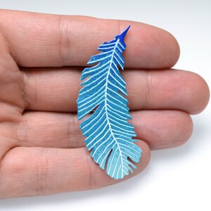 Blue Hand-painted Stainless Steel Feather Brooch Enamel Pin - Etsy