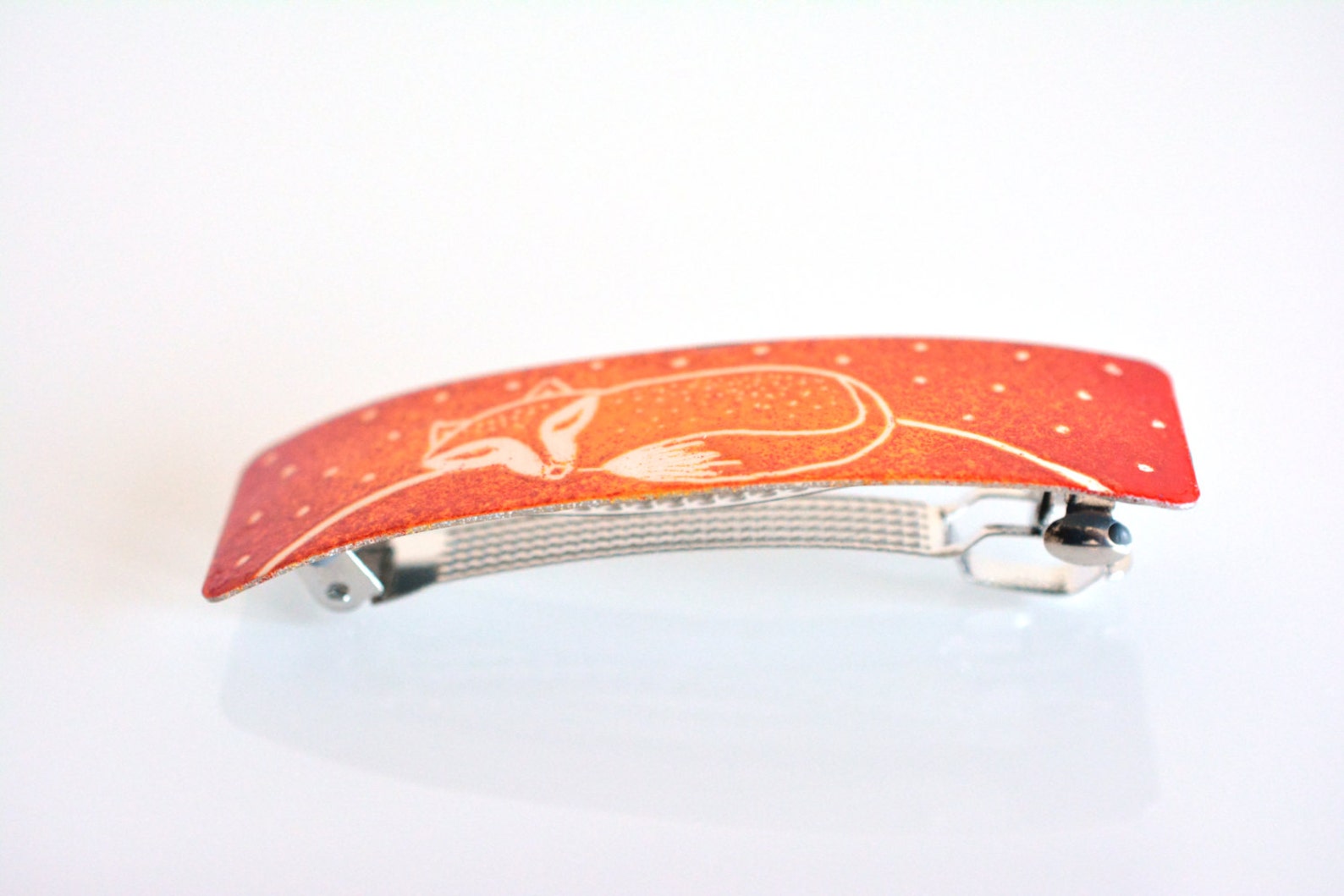 Hand Painted Fox Hair Clip, Orange Hair Clip, Sleeping Fox, French ...