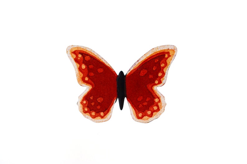 Red Butterfly Brooch Pin Enameled Metal Stainless Steel - Etsy
