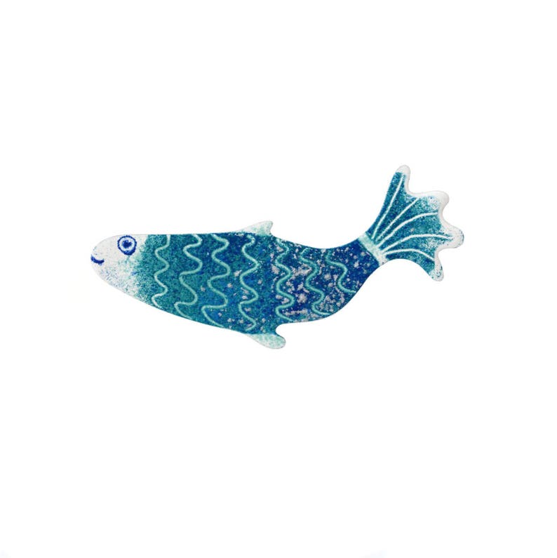 Blue Fish Brooch, Fish Pin, Fish Badge, Enamel Pin, Enamel Badge, Blue ...