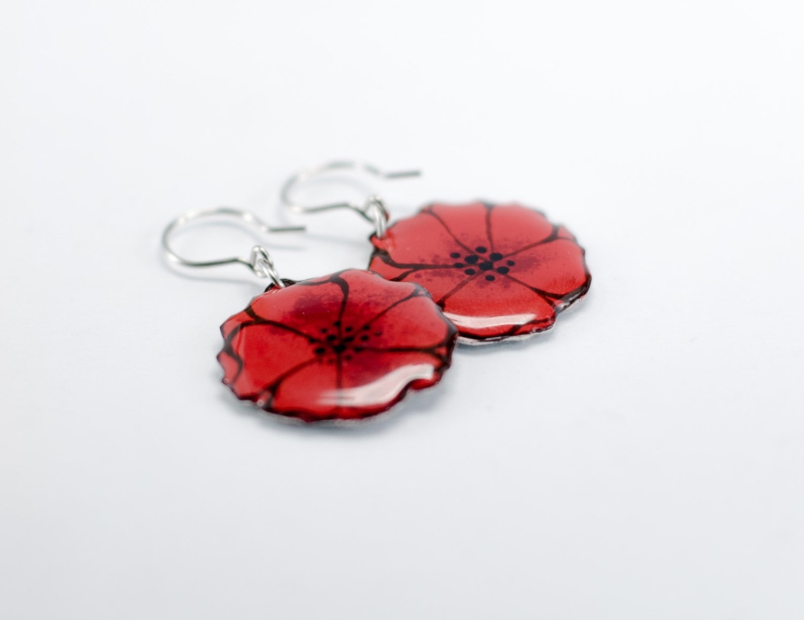 Poppy Earrings Illustrated Earrings Stainless Steel Red - Etsy