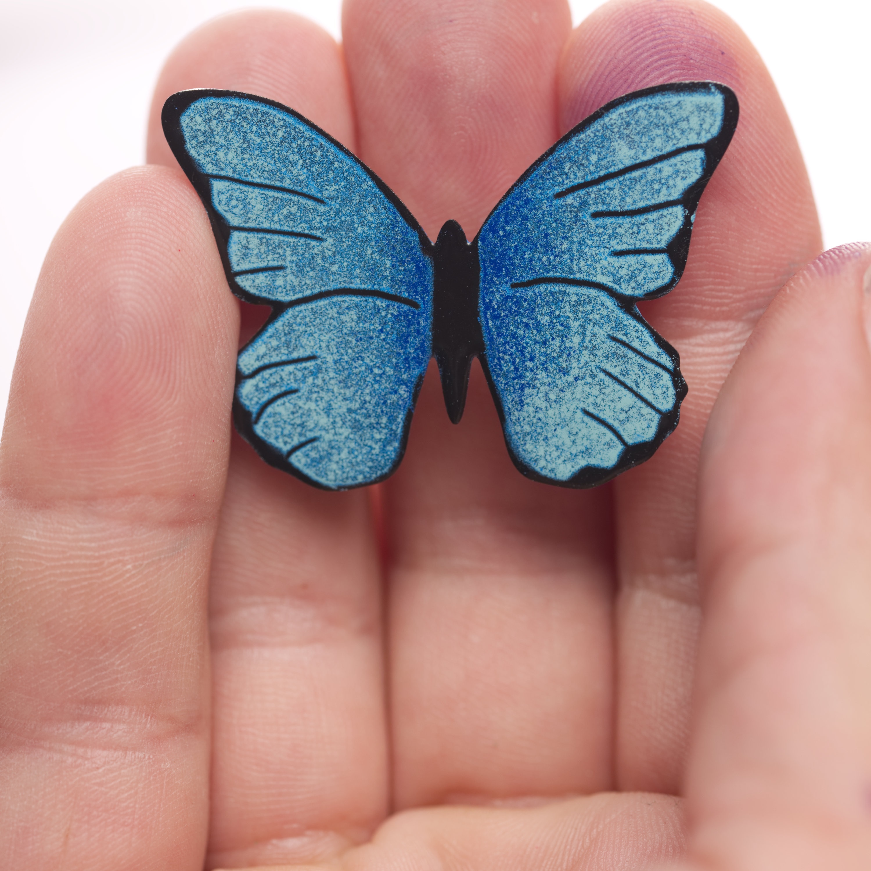 Blue Butterfly Pin Handpainted Enameled Stainless Steel - Etsy