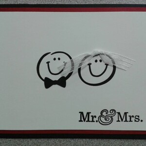 Handmade Smiley Bride and Groom Wedding Greeting Card "mr. & Mrs." - Etsy