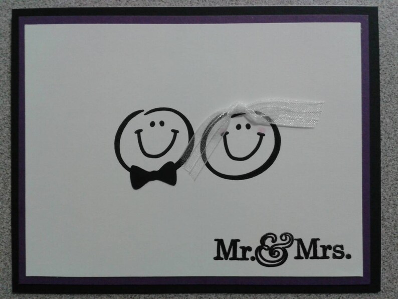 Handmade Smiley Bride and Groom Wedding Greeting Card "mr. & Mrs." - Etsy
