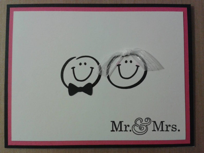 Handmade Smiley Bride and Groom Wedding Greeting Card "mr. & Mrs." - Etsy