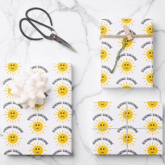 Set of 3 Sending Sunshine Sun Wrapping Paper Sheets | Etsy