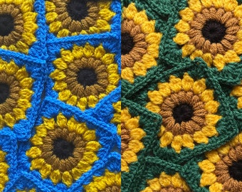 Crochet Granny Squares Sunburst {sunflowers 8cmx8cm} Set of 6, 12 or 20 ...